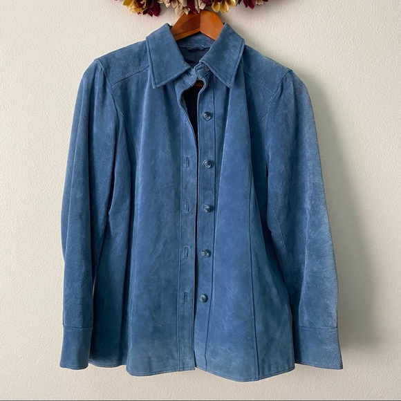 Vintage | Jackets & Coats | Vintage Blue Suede Jacket | Poshmark